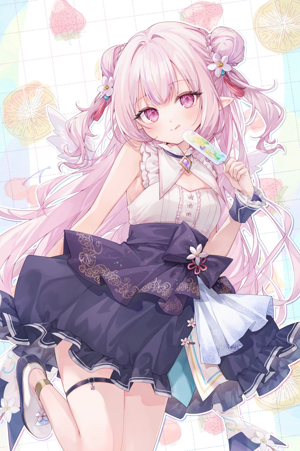 ukishizumi chucolala mashiro kanon garter heels no bra pointy ears skirt lift wings | #1221169 ...